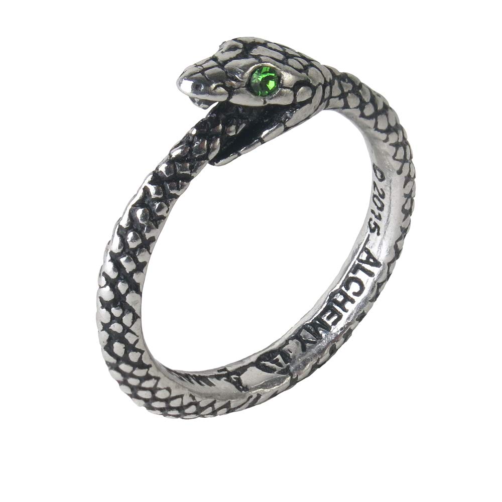 Alchemy Gothic Ancient Symbol Of Eternity The Sophia Serpent Ring with Crystals - Size T/9.5