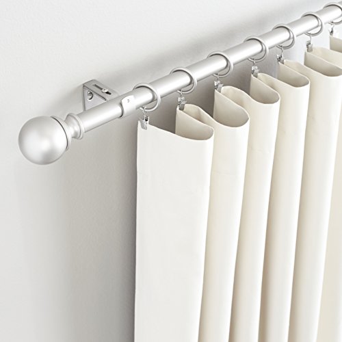 Amazon Basics 1-Inch Curtain Rod with Round Finials, 36 - 72 Inches, Nickel - Pack of 2