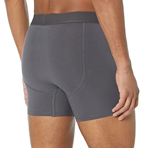 Amazon Essentials Men's Cotton Jersey Boxer Brief (Available in Big & Tall), Pack of 5, Charcoal/Dark Grey/Grey Heather, Medium