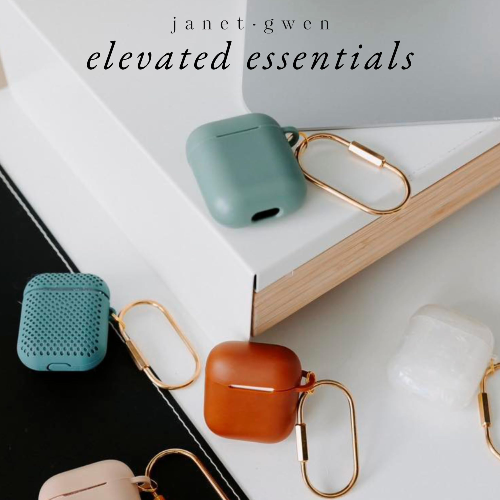 Airpod Case by Janet Gwen | Slim Protective Hard Shell Airpod Case Cover | Silicone Airpod Case Keychain | Lightweight Case for Airpods, (For Airpods Pro, Sage)