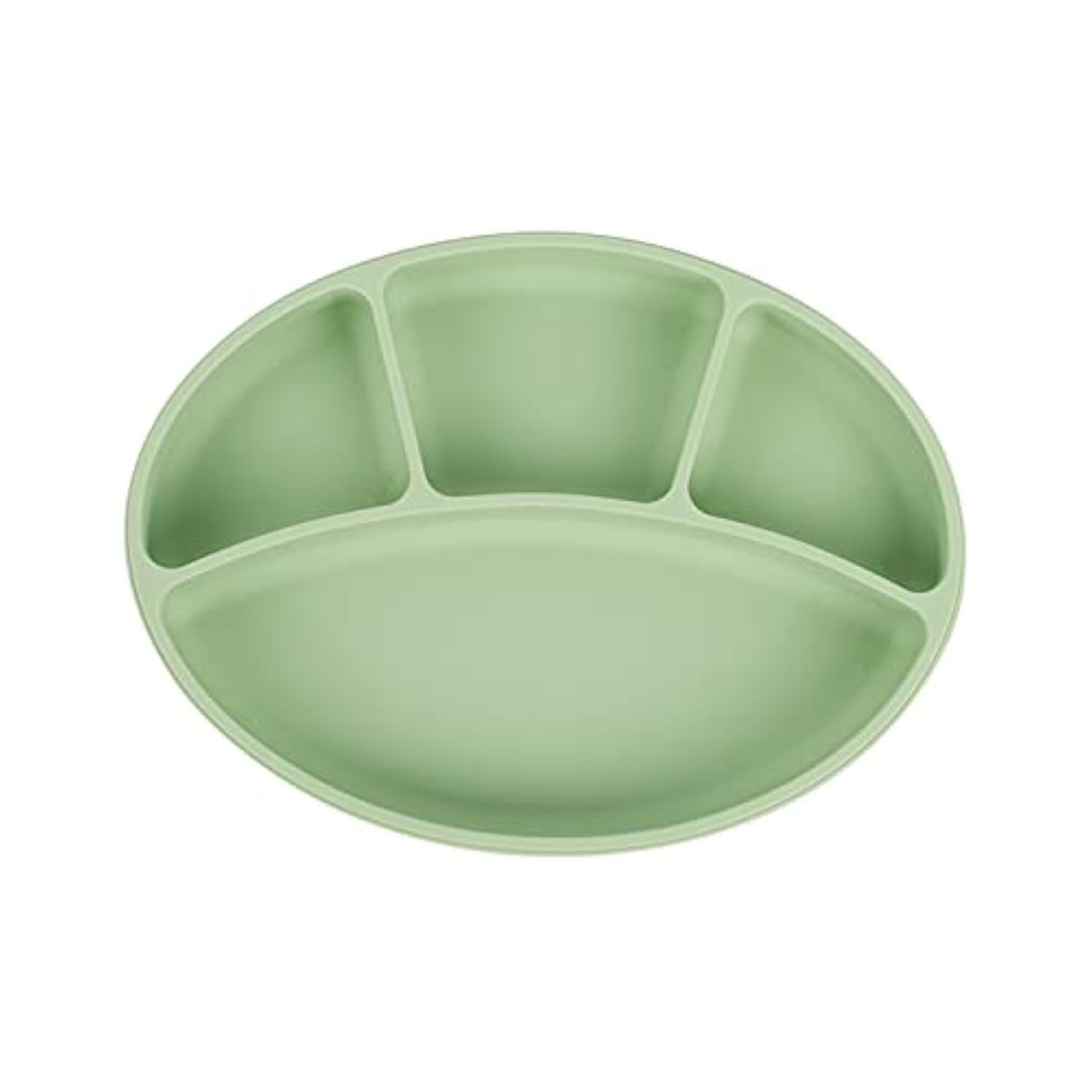 Baby & Toddler Oval Silicone suction Plate - 4 Divisions, BPA Free, PAQ Lifestyle (Rogue Pink)