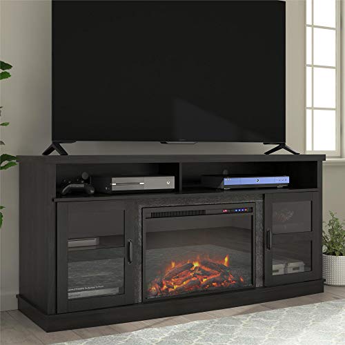 Ameriwood Home Ayden Park Fireplace TV Stand for TVs up to 65", Black Oak