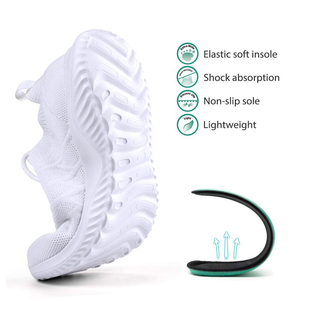 Akk White Sneakers for Women Walking Shoes Womens Comfy Tennis Memory Foam Gym Workout Athletic Nursing Running Work Shoes Size 9