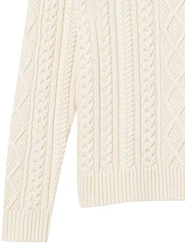 Amazon Essentials Men's Long-Sleeve 100% Cotton Fisherman Cable Crewneck Sweater, Off-white, X-Large