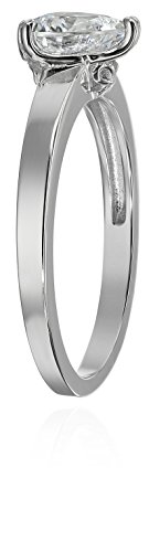 Amazon Collection Platinum-Plated Silver Heart-Shape (1.5 cttw) Solitaire Ring made with Infinite Elements Cubic Zirconia, Size 6