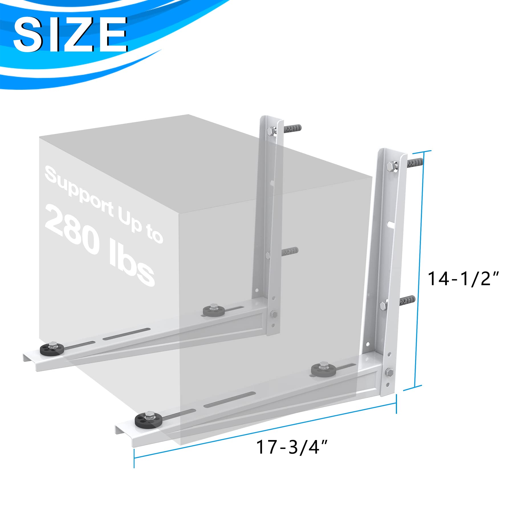 Air Jade 9,000 to 18,000 BTU Wall Mounting Bracket for Ductless Mini Split Air Conditioner Heat Pump System, Universal Mini Split Bracket, Support Up to 280 lbs