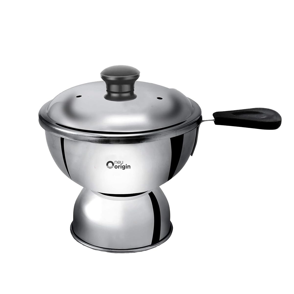 NeuOrigin Stainless Steel Chiratta Puttu Maker - Use with Pressure Cooker, Steamer and Puttu maker, 5.11 x 5.11 x 3.93 inches, Outer Lid Design with Handle, Made In India with Quality