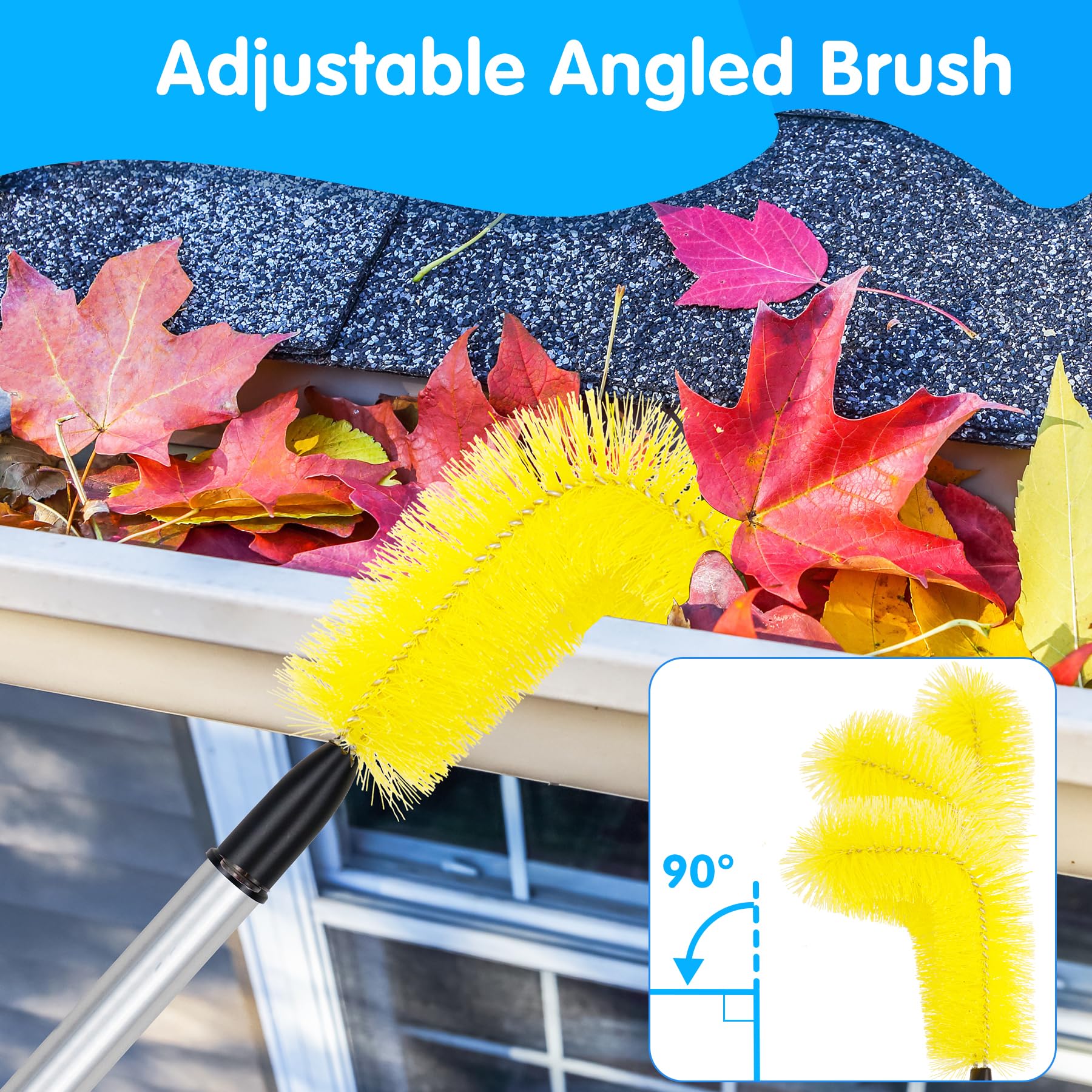 Air Jade Gutter Cleaning Brush, Extendable Roofing Gutter Cleaning Tools from The Ground, 5.5 Ft Long Gutter Cleaning Tool Easy Cleaning Leaves and Debris