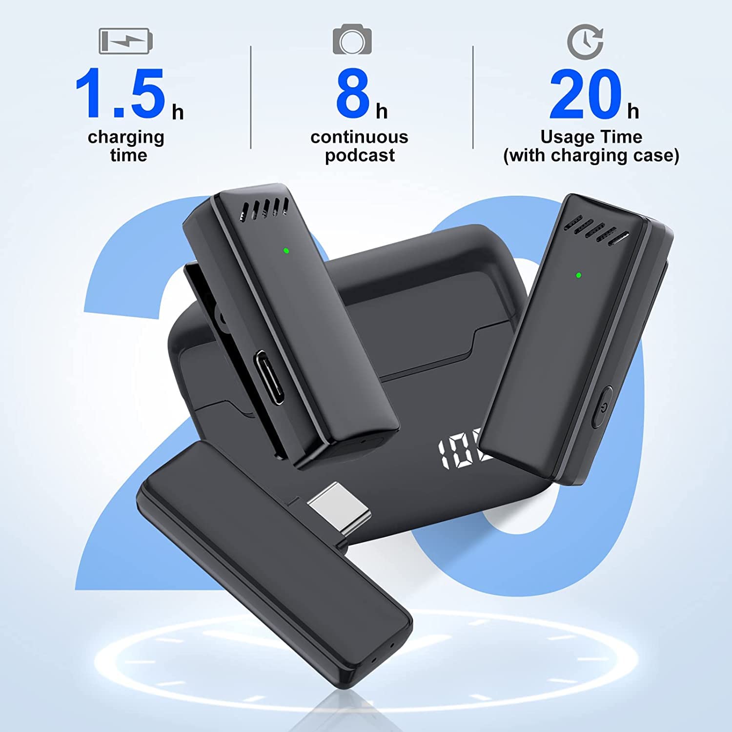 Apzeda Mini Wireless Lavalier Microphone Portable Wireless Mic for iPhone, ipad, Cordless Omnidirectional Condenser Recording Mic for Interview Video Podcast Vlog YouTube TIKTOK