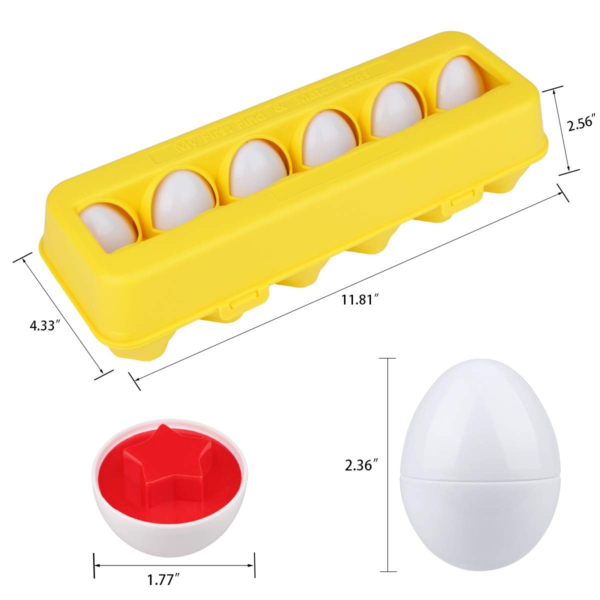 Aitey Matching Egg, Toddler Educational Easter Egg Toys Shapes and Colors Learning Toys Matching Egg Set for Kids Boy Girl Gift 3 Year Old and Up (12 Eggs)