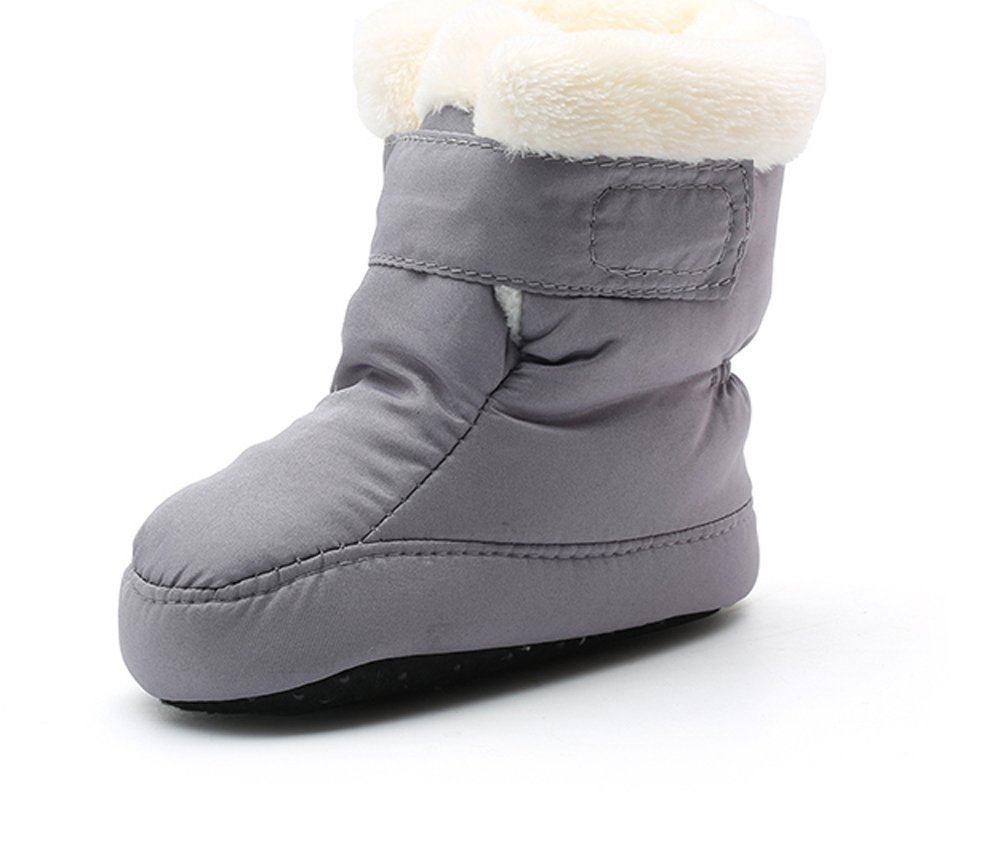 Kuner Newborn Baby Boys and Girls Waterproof Winter Warm Snow Boots Crib Shoes (13cm(6-12Months),Grey)