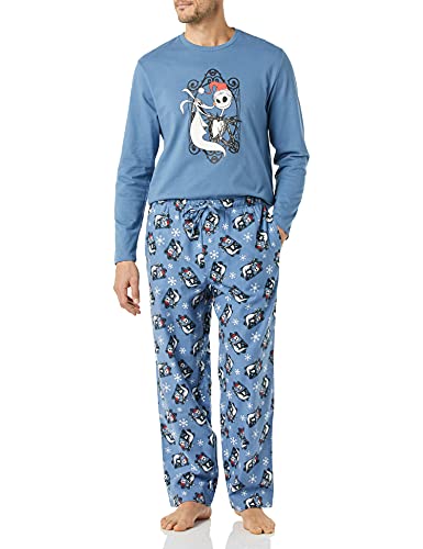 Amazon Essentials Disney | Marvel | Star Wars Men's Flannel Pajama Sleep Sets, Nightmare Santa Jack - Mens, Medium