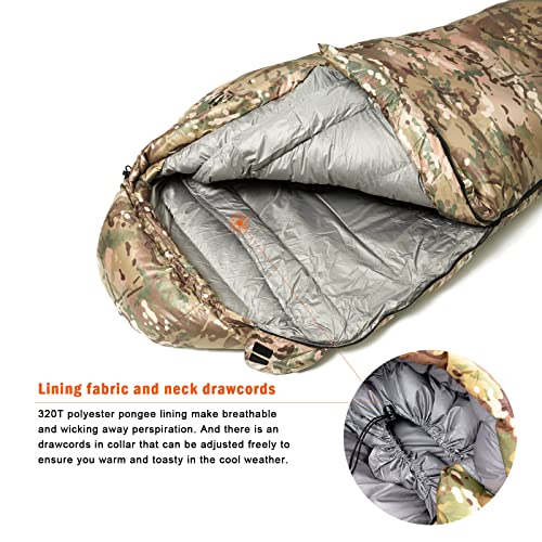 Akmax.cn Military Down Mummy Sleeping Bag for Cold Weather