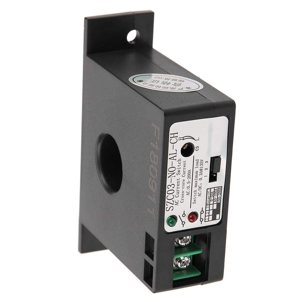 Akozon Current Sensing Switch Normally Open Current Sensing Switch Adjustable AC 0.5-200A SZC03-NO-AL-CH