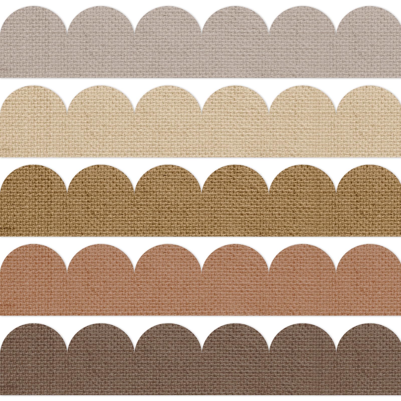 AnyDesign 69Ft Neutral Burlap Style Bulletin Board Borders Boho Color Paper Decor Borders Colorful Scalloped Trim Border Bulletin Board Stickers for School Classroom Office Chalkboard Whiteboard Decor