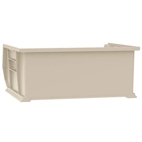 Akro-Mils 30250STONE AkroBins Plastic Storage Bin Hanging Stacking Containers, (15-Inch x 16-Inch x 7-Inch), Stone, (6-Pack)