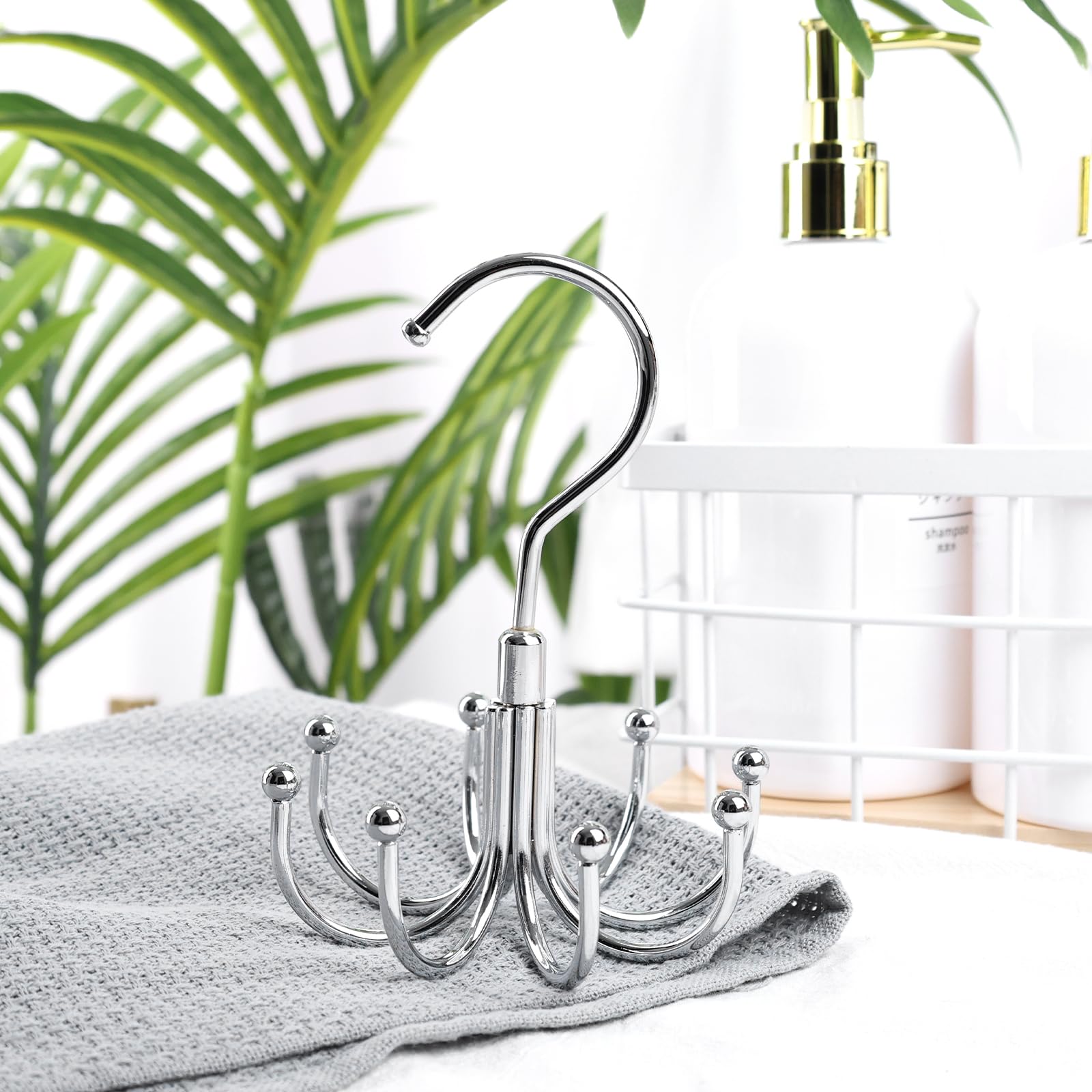 HAKDAY Belt Hangers Silver, Rotatable Belt Rack Closet Organizer,Maximum 48 Storage Capacity,Hanging Holder Storage Hook for Belt,Bra,Tank Top,Tie,Scarf,Purse(Silver,2pcs)