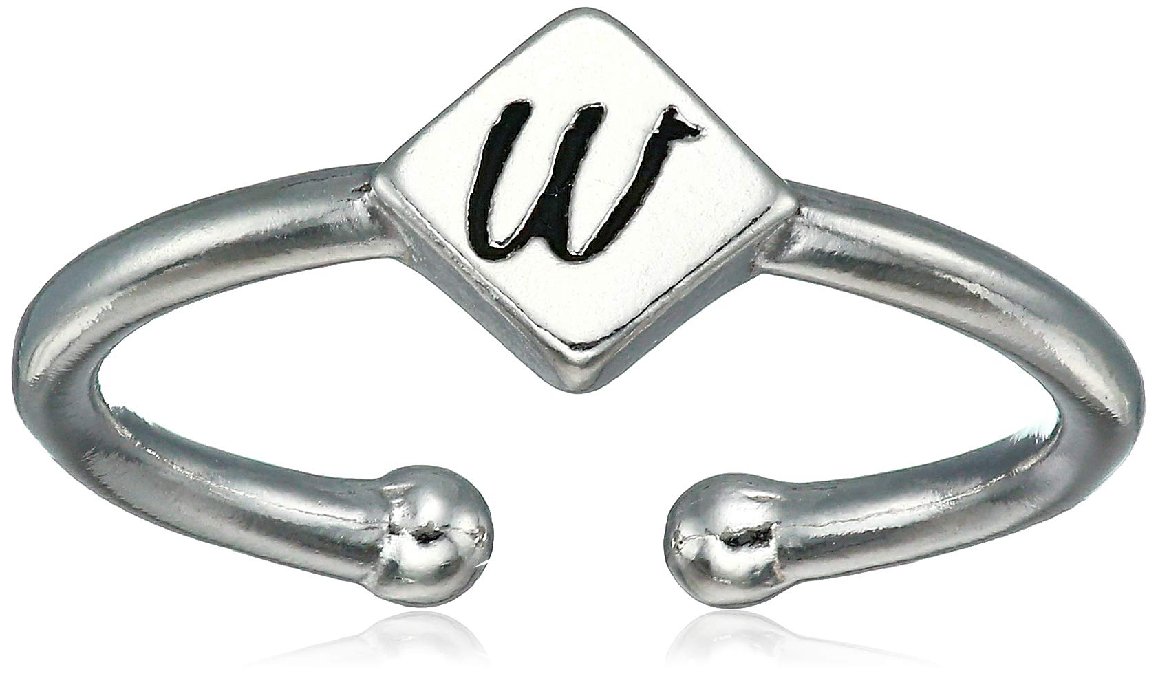 Alex and Ani Women's Initial W Adjustable Ring, Sterling Silver