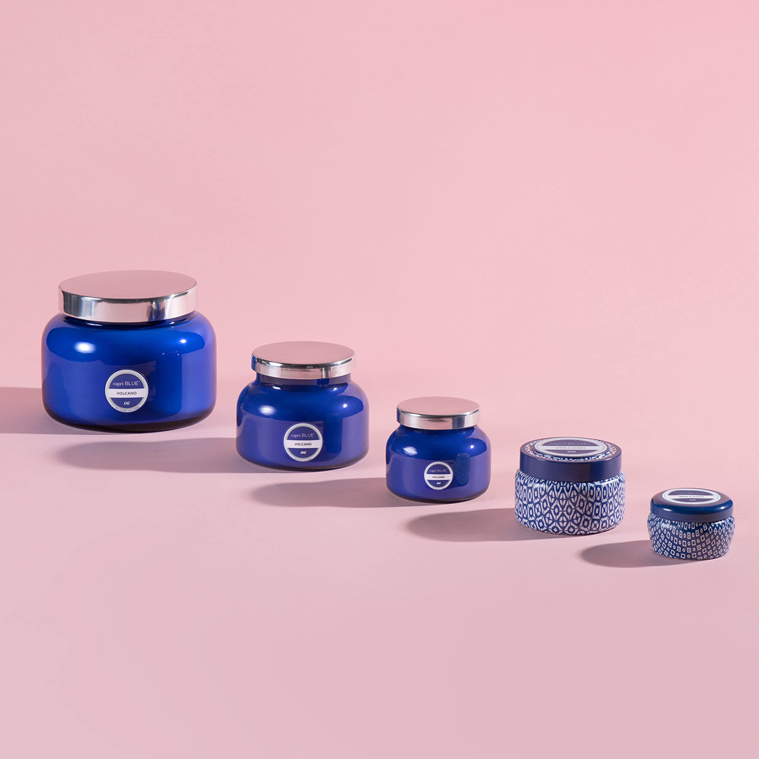 Capri Blue Volcano Scented Mini Tin Candle - Printed Mini Tin Jar Candle - Luxury Candles for Home Scented with Tropical Fruit & Sugared Citrus - Soy Candle Wax Blend - Blue Candle (3 oz)