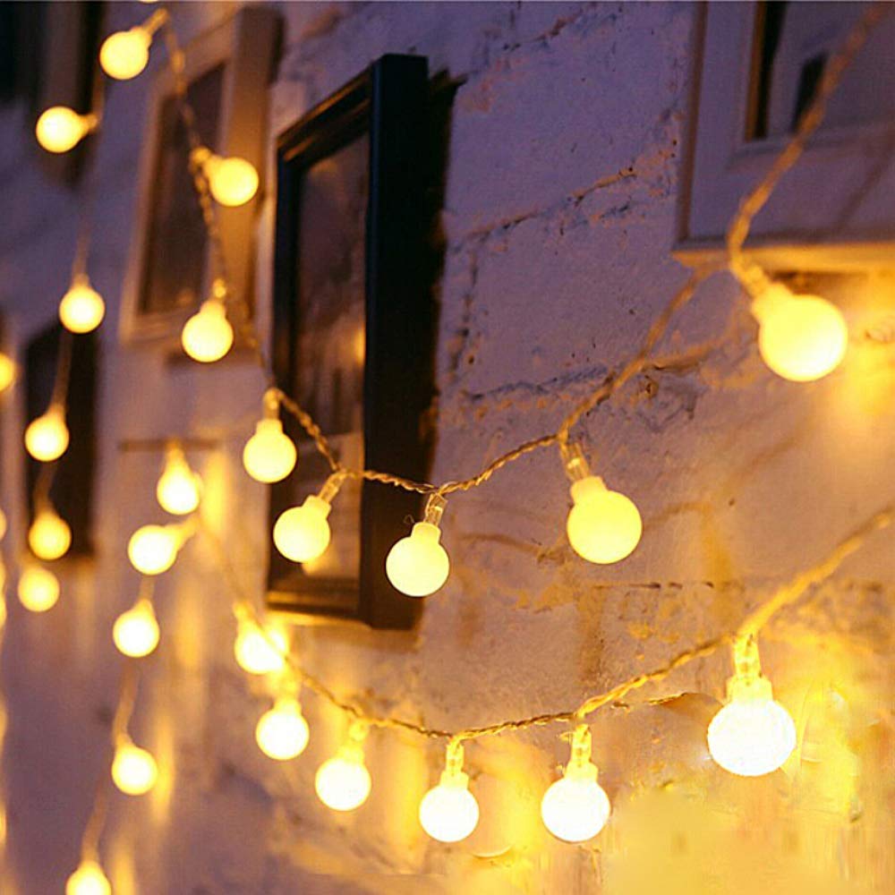 ANJAYLIA LED Globe String Lights Battery Operated, 20FT 50LED Outdoor Fairy String Lights with Remote for Patio Garden Home Christmas Party, Warm White