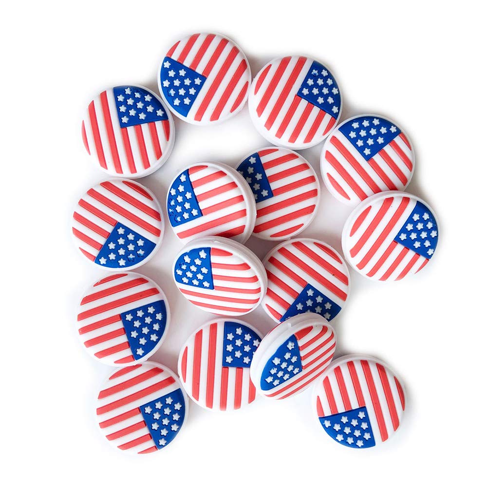 Amosfun 12PCS Tennis Racket Vibration Silicone American Flag Tennis Racquet Shock Absorbers Tennis Racket Strings Dampers for Player