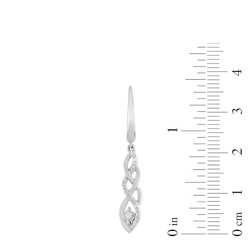 Amazon Essentials Women Sterling Silver Diamond Twist Pendant Necklace and Earrings Box Set (1/5 cttw), 18", (previously Amazon Collection)