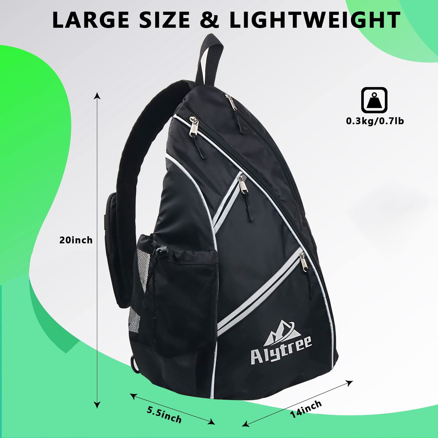 Alytree Pickleball Bag with Phone Holder on Strap, Lightweight Pickleball Crossbody Sling Backpack for Men Women, Adjustable Water Resistant Pickleball Paddle Bag with Fence Hook/Large Capacity