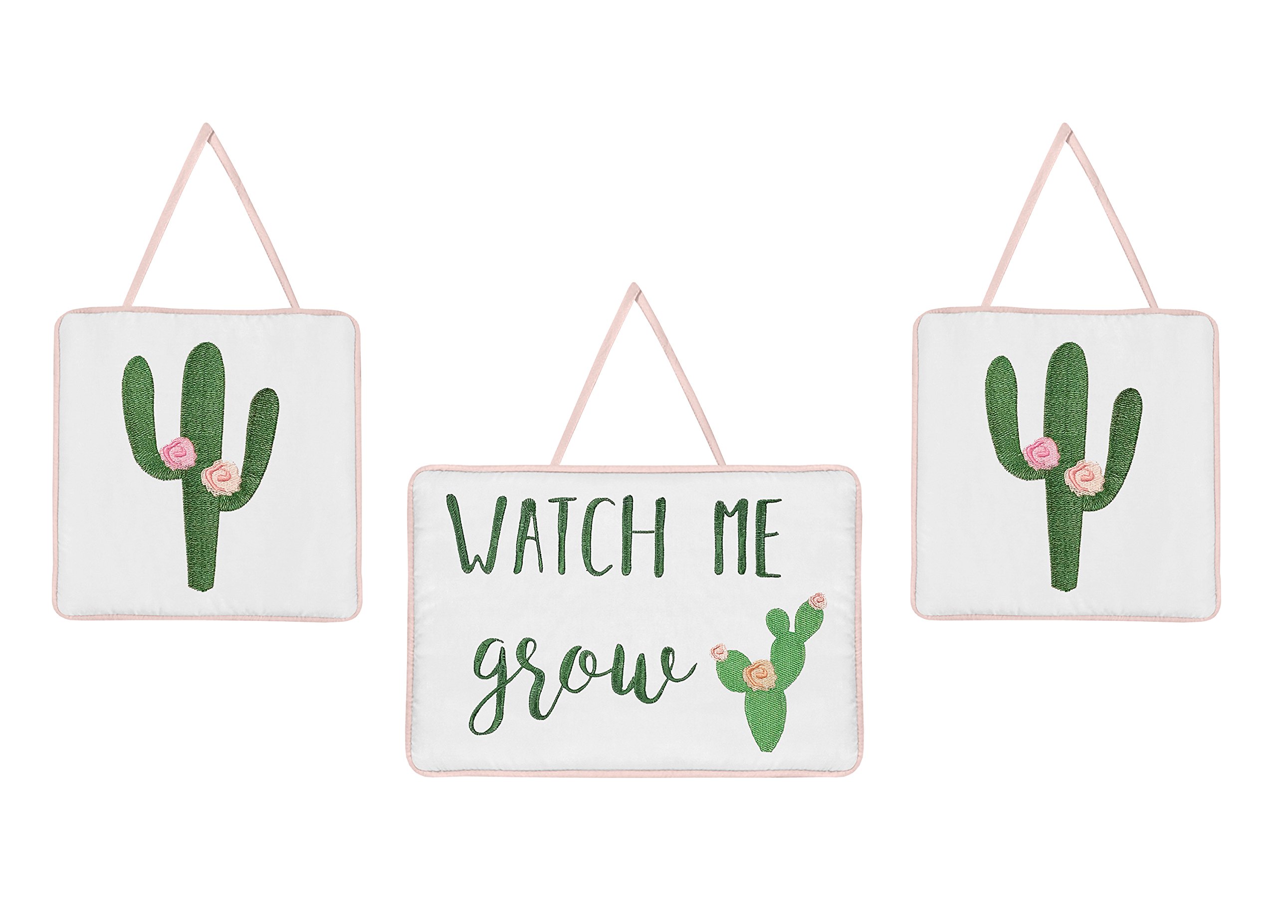 Sweet Jojo Designs Pink and Green Boho Watercolor Cactus Floral Baby Girl Crib Bedding Set 11 Pieces