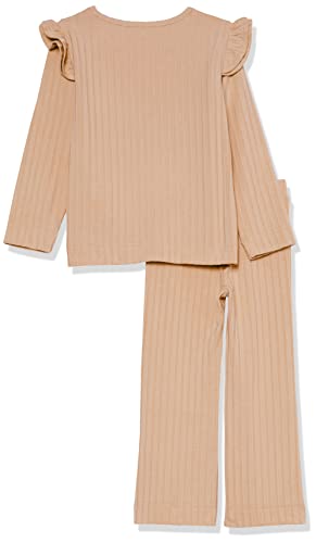 Amazon Essentials Toddler Girls' Wide-Rib Outfit Set, Pack of 2, Light Brown, 4T