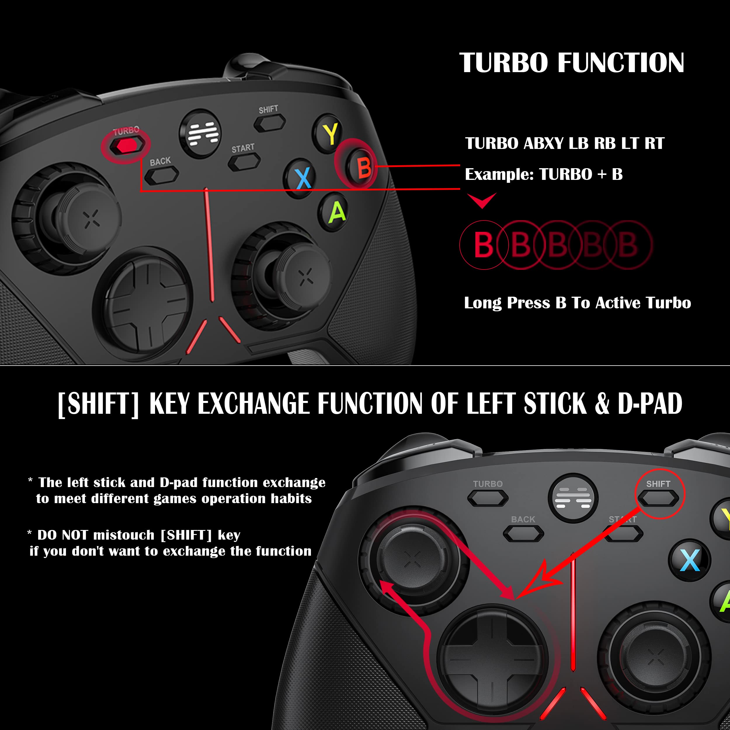 BEITONG Asura 3S PC Game Controller 2.4G Wireless Gamepad For Windows 7 8 10 11 Steam,950 mAh/Anti-wear Joystick Sensitivity Adjust Instant/Mechanic Keys/Trigger Locks/Modulary (Black)