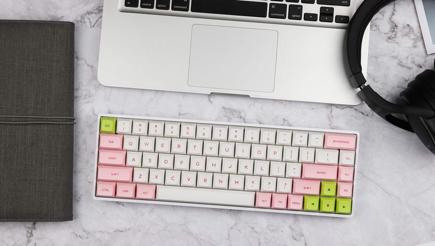 EPOMAKER SKYLOONG SK68 Keys Hot-swap RGB Mechanical Keyboard with Dye-subbed PBT GSA Keycaps, 3Fn Programmable Macros for Mac/Win/Android/iOS (Gateron Optical Blue, Pink White)