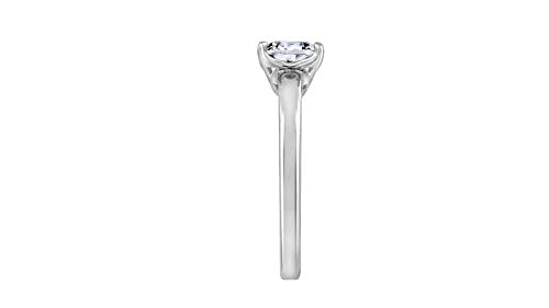 Amazon Essentials Platinum Plated Sterling Silver Solitaire Engagement Ring set with Princess Cut Infinite Elements Cubic Zirconia (1 cttw), Size 9, (previously Amazon Collection)