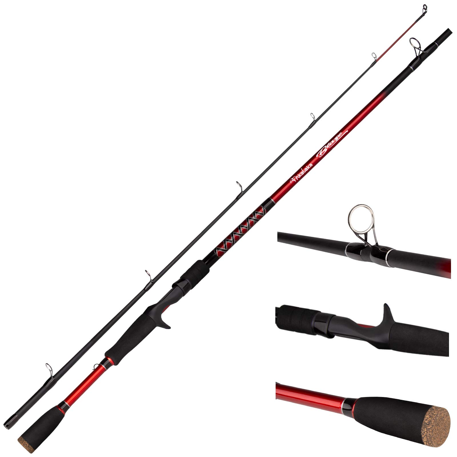 Akataka Blaze Fishing Rod 6'0" Medium 2 pcs Collaspible Baitcasting or Casting Fishing Pole
