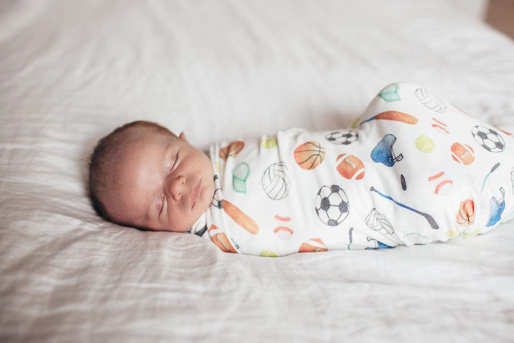 Large Premium Knit Baby Swaddle Receiving Blanket "Varsity" by Copper Pearl