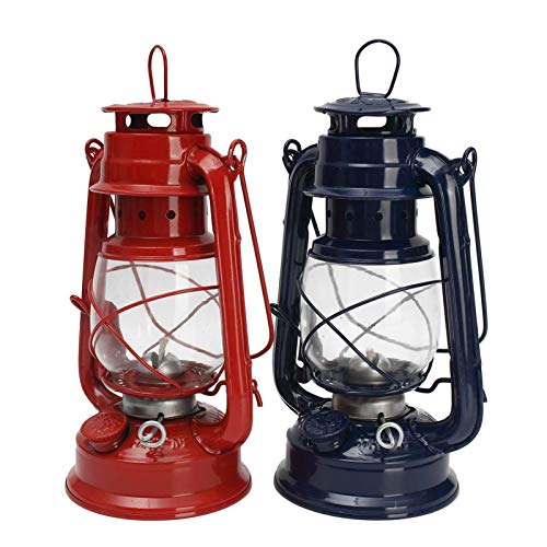 GAOZ Outdoor Lights Portable Retro Style Outdoor Camping Kerosene Lamp Oil Light Lantern Style Decor Multifunction Iron 4 Colors Camping Lamp for Home,Garden,Yard,Decorations (Emitting Color : Black)