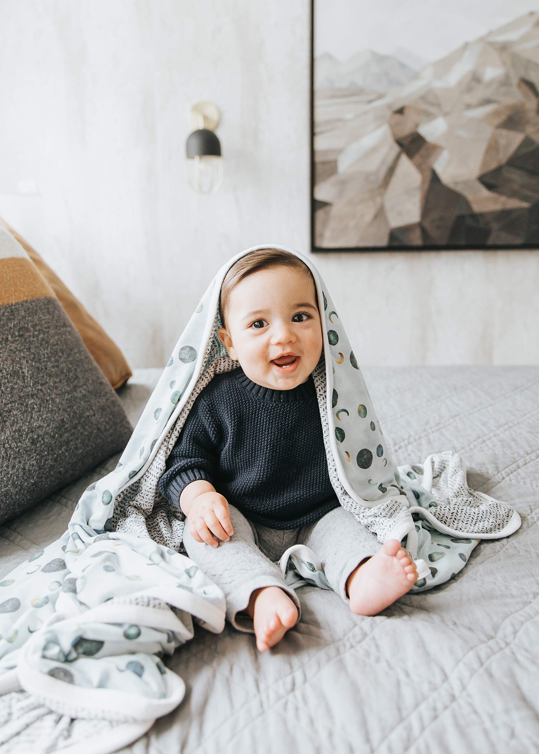 Large Premium Knit Baby 3 Layer Stretchy Quilt Blanket Lunar by Copper Pearl