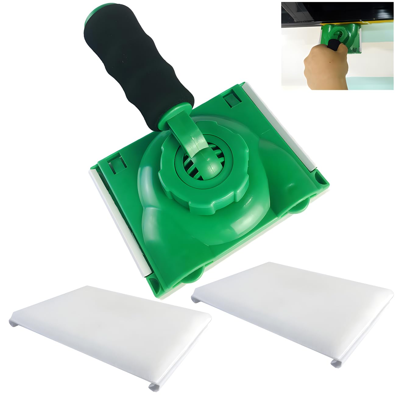 BANCOO Paint Edge Trimmer Plus Two Replace Pads | Corner Walls & Ceilings Pad Painter | Edge Painting Tool with Pad Refills | Paint Edger for Wall Painting | Paint Pad Applicator(Green)