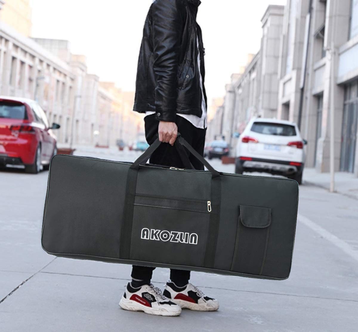 AKOZLIN 61 Keys Portable Padded Keyboard Case,Dimension 40"x6"x16", Electric Piano Keyboard Gig Bag (Black)