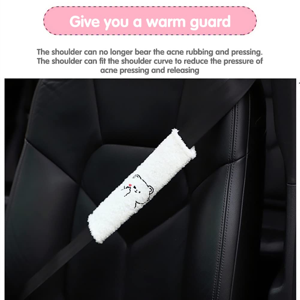 Car Seat Belt Pad,MoreChioce Universal Seat Belt Shoulder Strap Cover Comfortable Seatbelt Protector Pad with Sweet Pattern for Car and Backpack,Rabbit#B