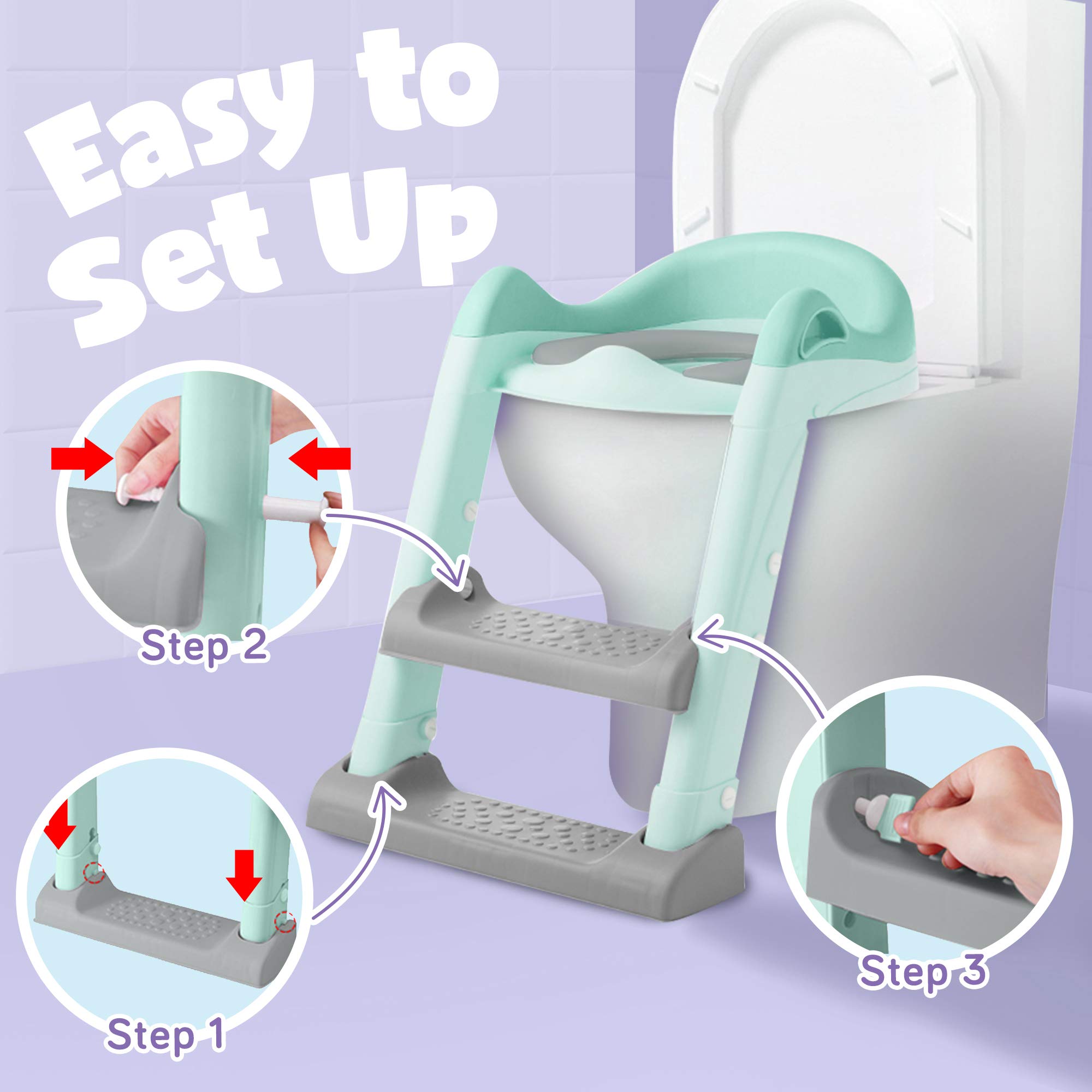 Ashtonbee Mountable Potty Seat (with steps, Green)