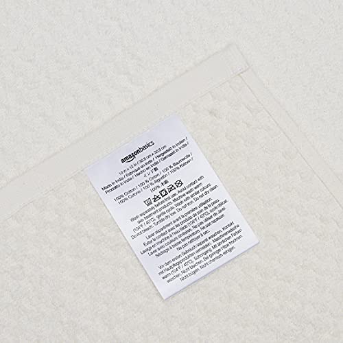 Amazon Basics 100% Cotton Terry Kitchen Dish Cloths, Popcorn Texture, 8 Pack, Cream, 12"L x 12"W