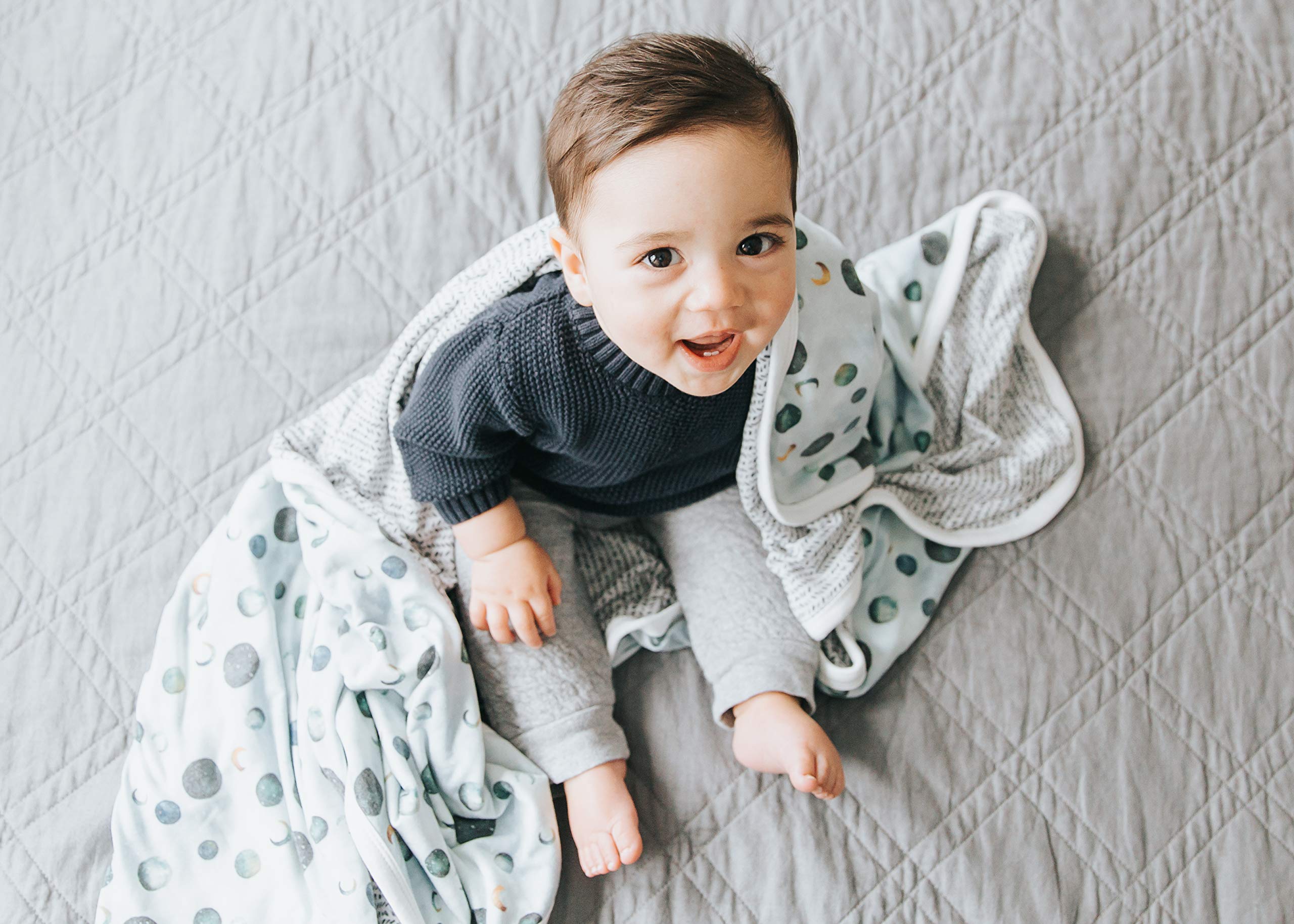 Large Premium Knit Baby 3 Layer Stretchy Quilt Blanket Lunar by Copper Pearl