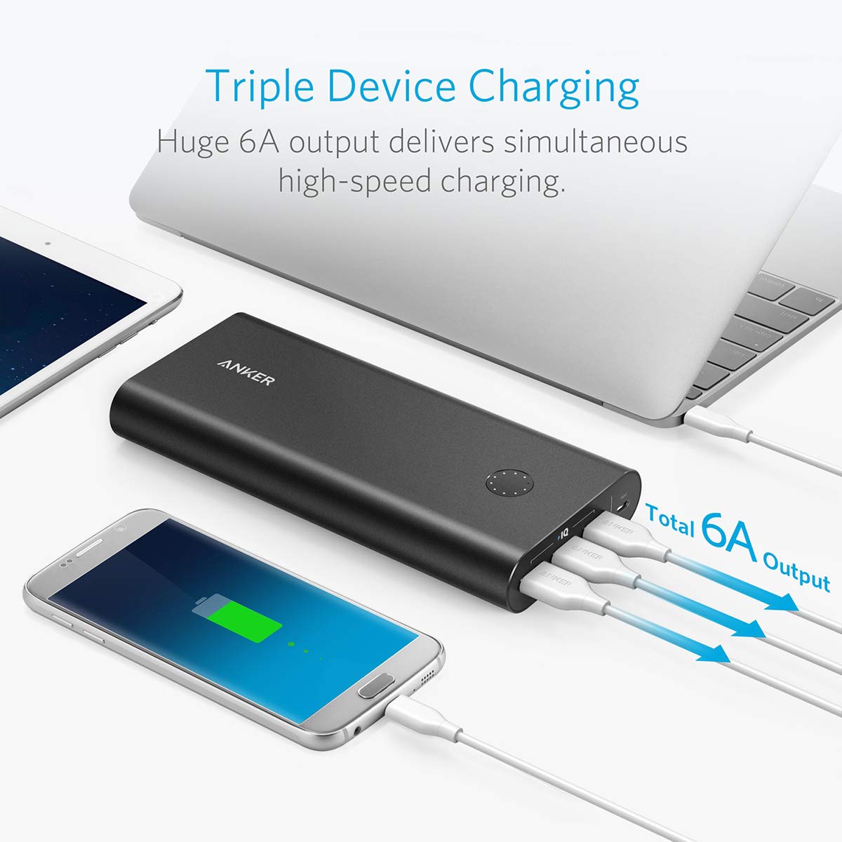 Anker [Quick Charge] PowerCore+ 26800 Premium Portable Charger with Qualcomm Quick Charge 3.0 (Aluminum 3-Port Ultra-High-Capacity External Battery) [Recharges 2X Faster]
