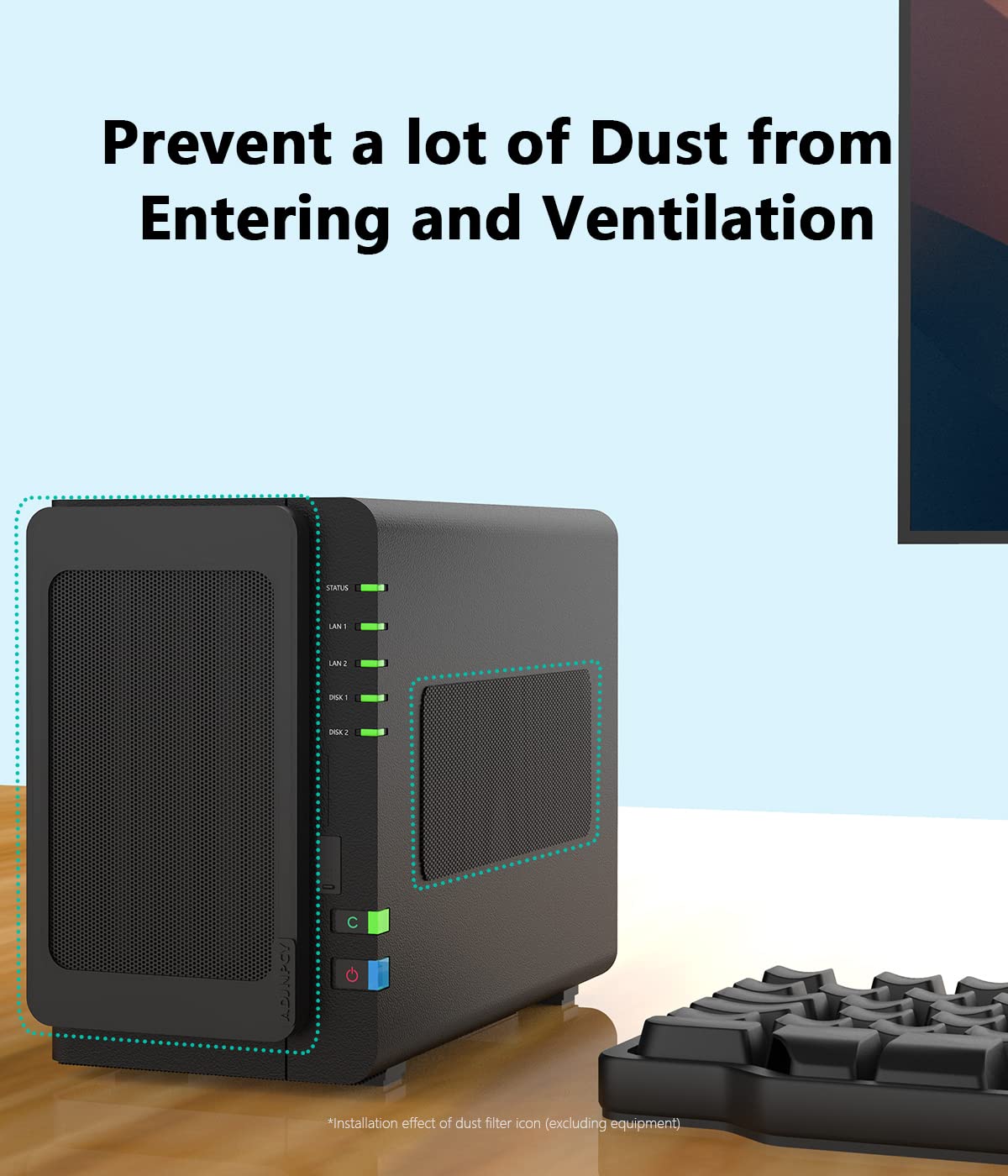 ADJNPCY Dust Filter for Synology NAS DS220+ DS218+ DS418play Dustproof PVC Cover - Black