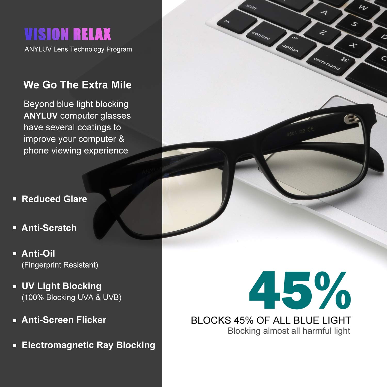 ANYLUV Blue Light Blocking Glasses for men women 2pack Classic Rectangle Blue Light Glasses Lightweight Eyeglasses Frame Filter Blue Ray