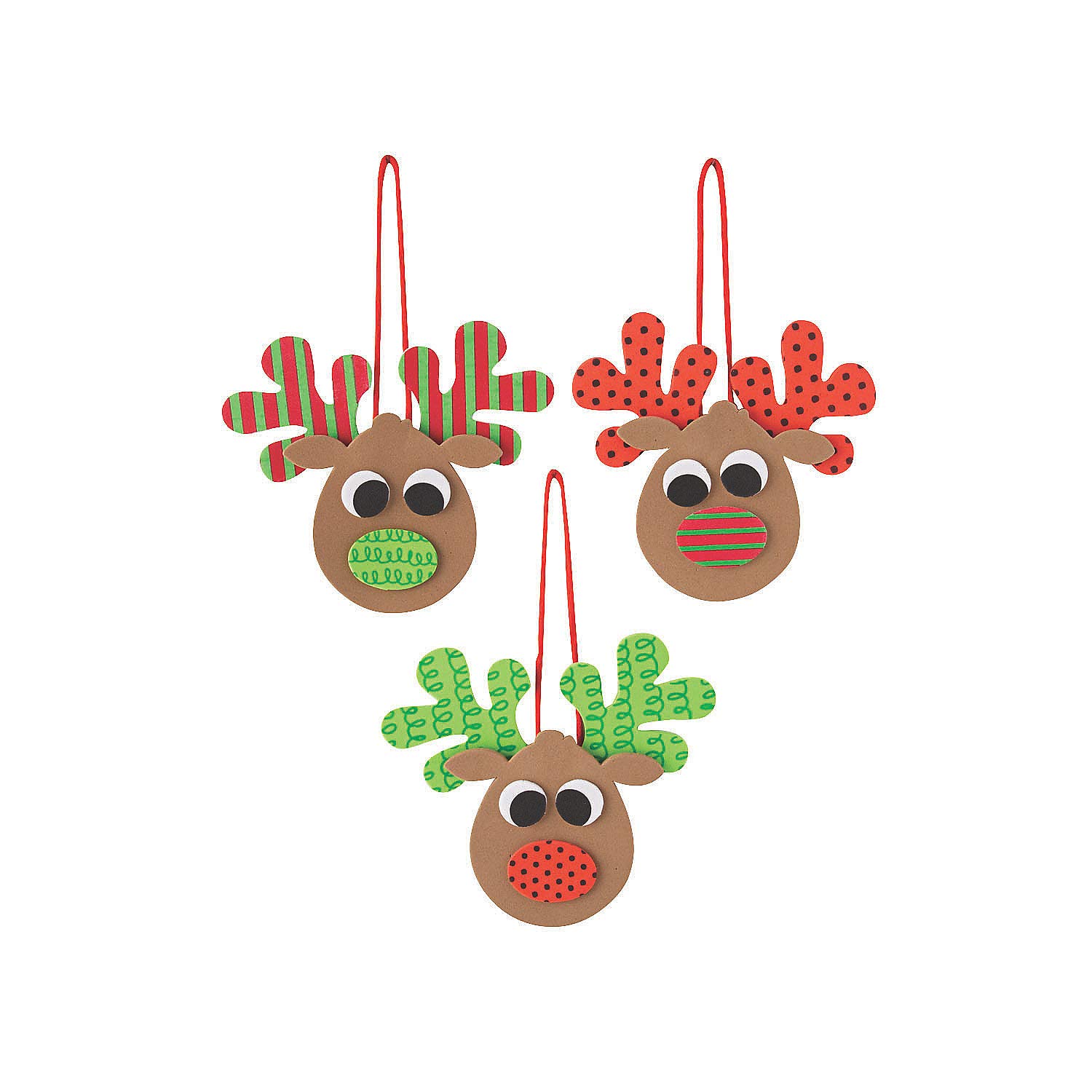 Foam Patterned Reindeer Ornament Craft Kit - Makes 12 - Crafts for Kids and Fun Home Activities