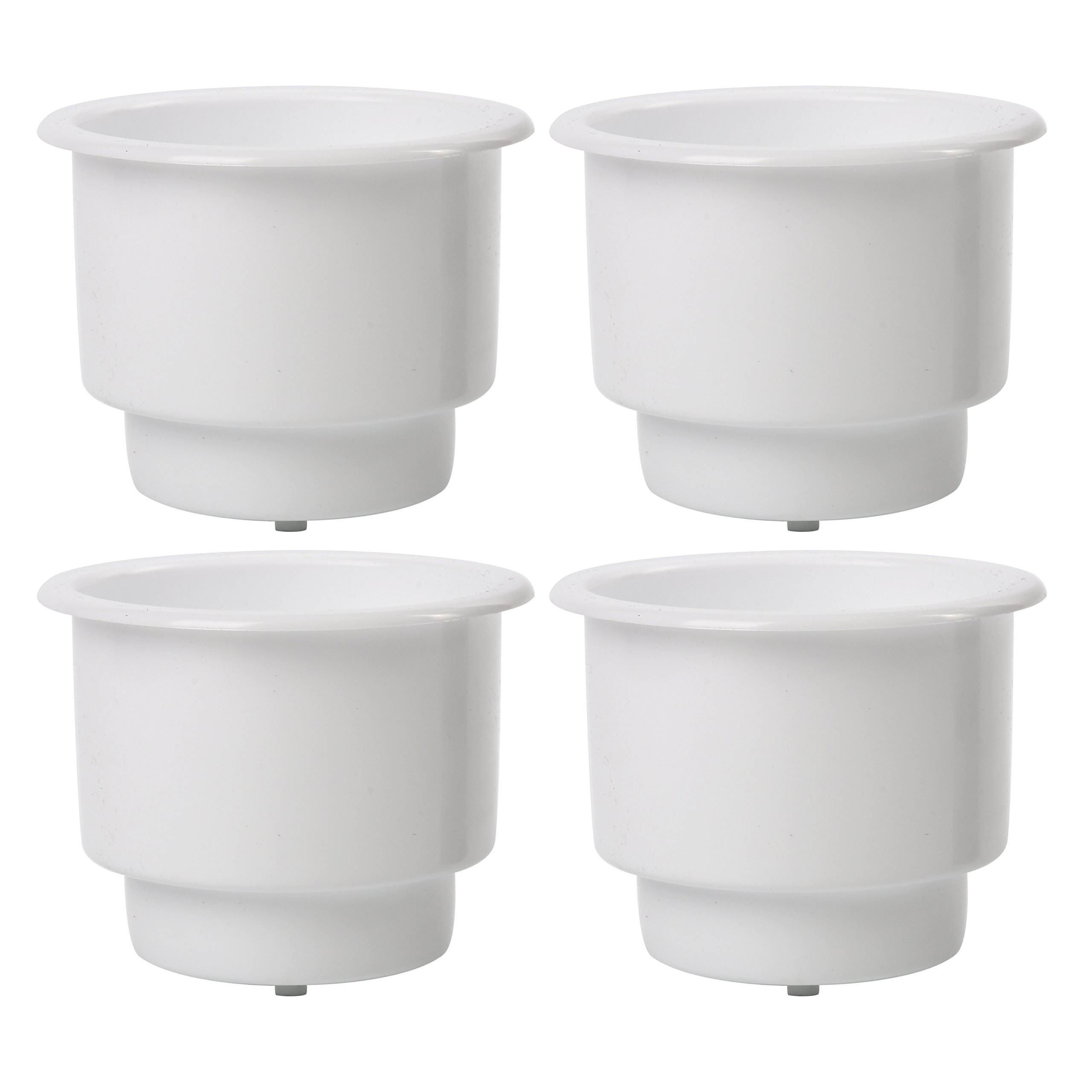 Amarine Made 10Pcs Recessed Drop in Plastic Cup Drink Can Holder with Drain for Boat Car Marine Rv (White)