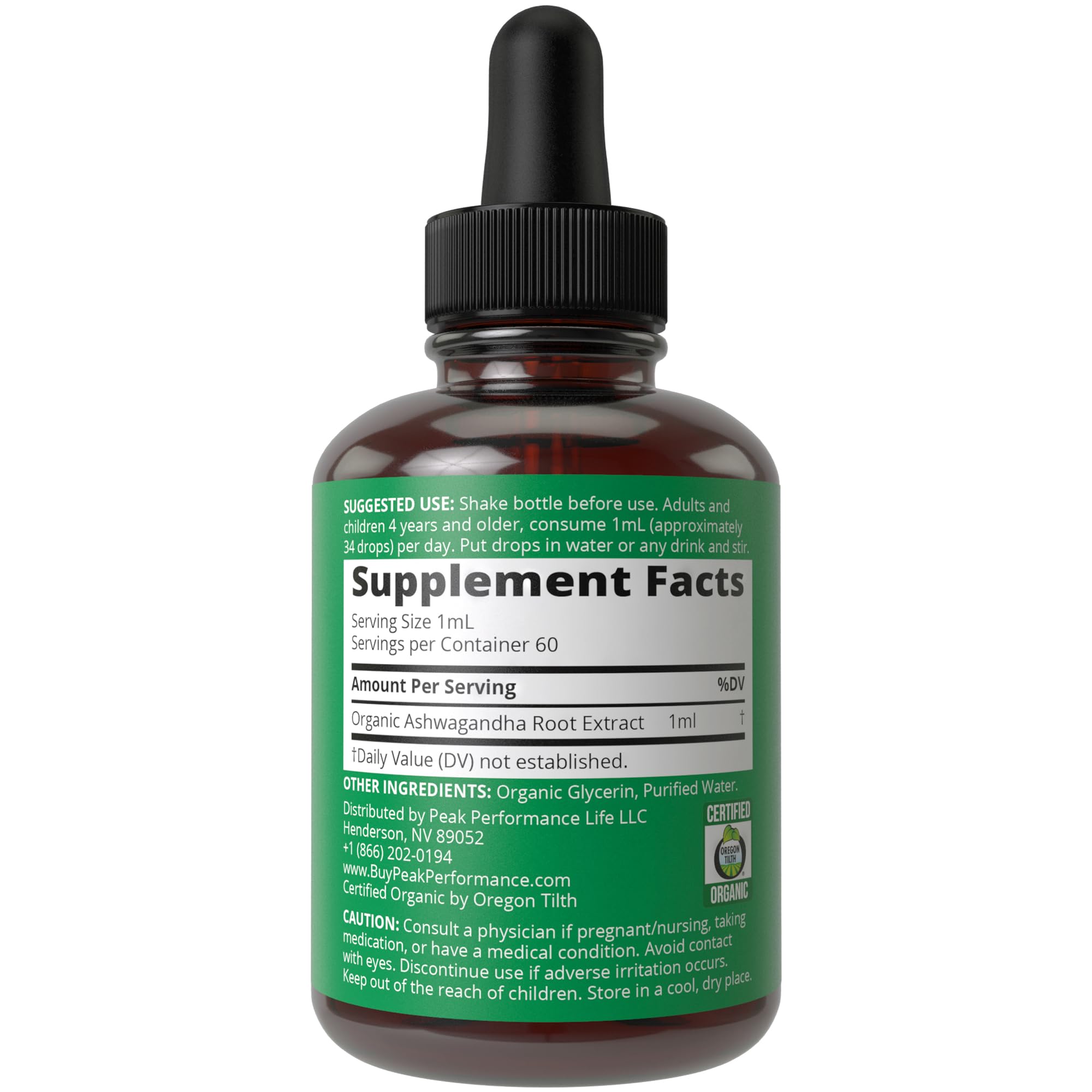 Ashwagandha Liquid Drops. USDA Organic Vegan Supplement. Extra Strength Ashwagandha Root Extract For Women, Men, Kids. With Adaptogens. Zero Sugar, Organic, Gluten Free Tincture Supplements.