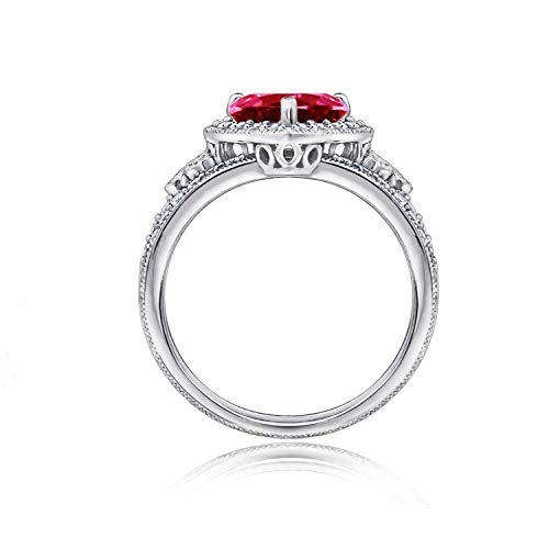 Amazon Essentials Platinum-Plated Sterling Silver Infinite Elements Cubic Zirconia Fancy Pink Heart Antique Ring, Size 7, (previously Amazon Collection)