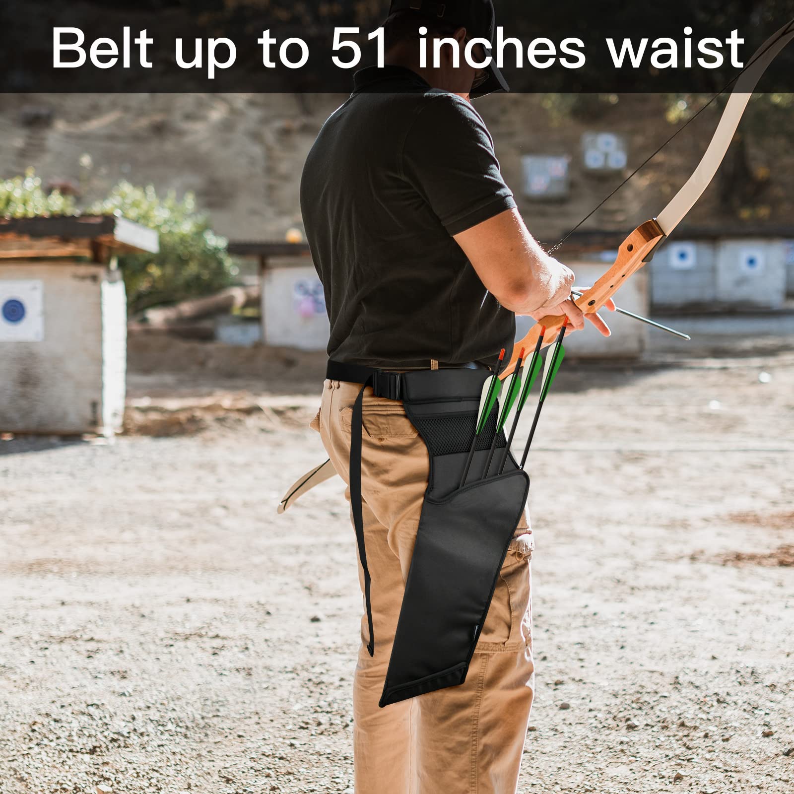 Archery Arrow Quiver For Arrows - Hip Quiver Waist Hanged Arrow Quiver Holder with Adjustable Belt & Pocket, Lightweight Foldable Hip Arrows Bag For Bow Hunting & Target Practicing